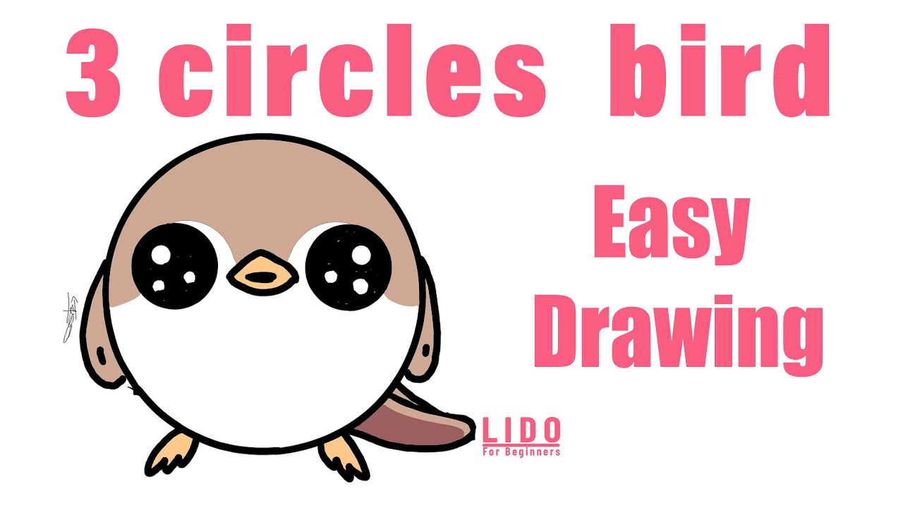 🐦 How to Draw a Cute Bird from 3 Circles for Kids | Easy Step-by-Step ...