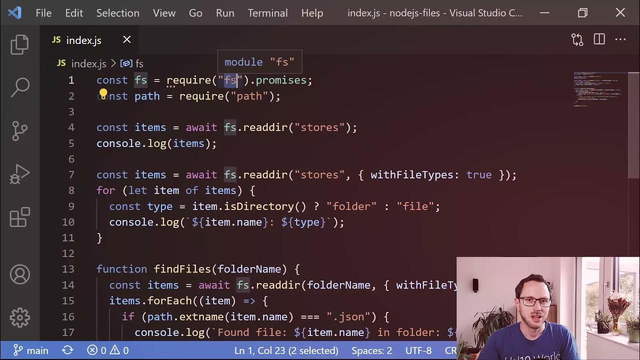 # 12. Wie man mit Dateien und Verzeichnissen mit Node.js arbeitet - YouTube