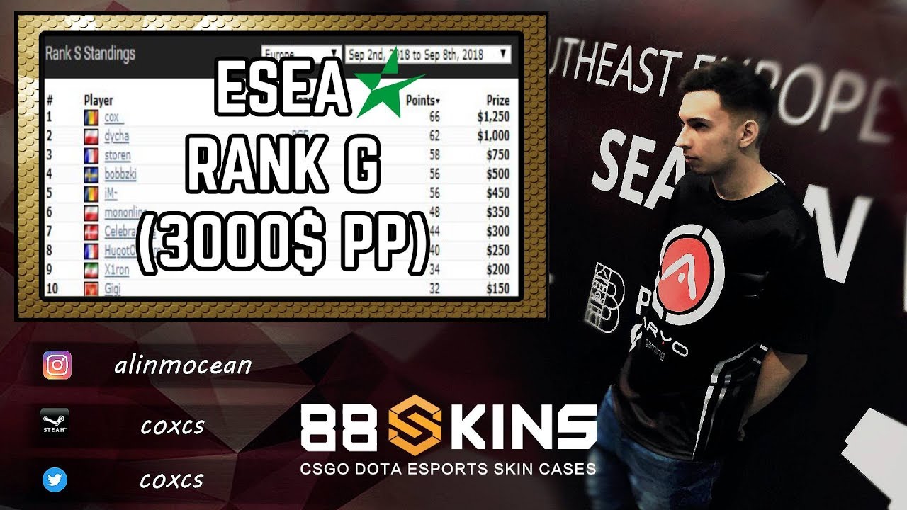 !top !88skins ESEA RANK G - 3000$ 20sec delay cred ca jucam 16:9. - YouTube