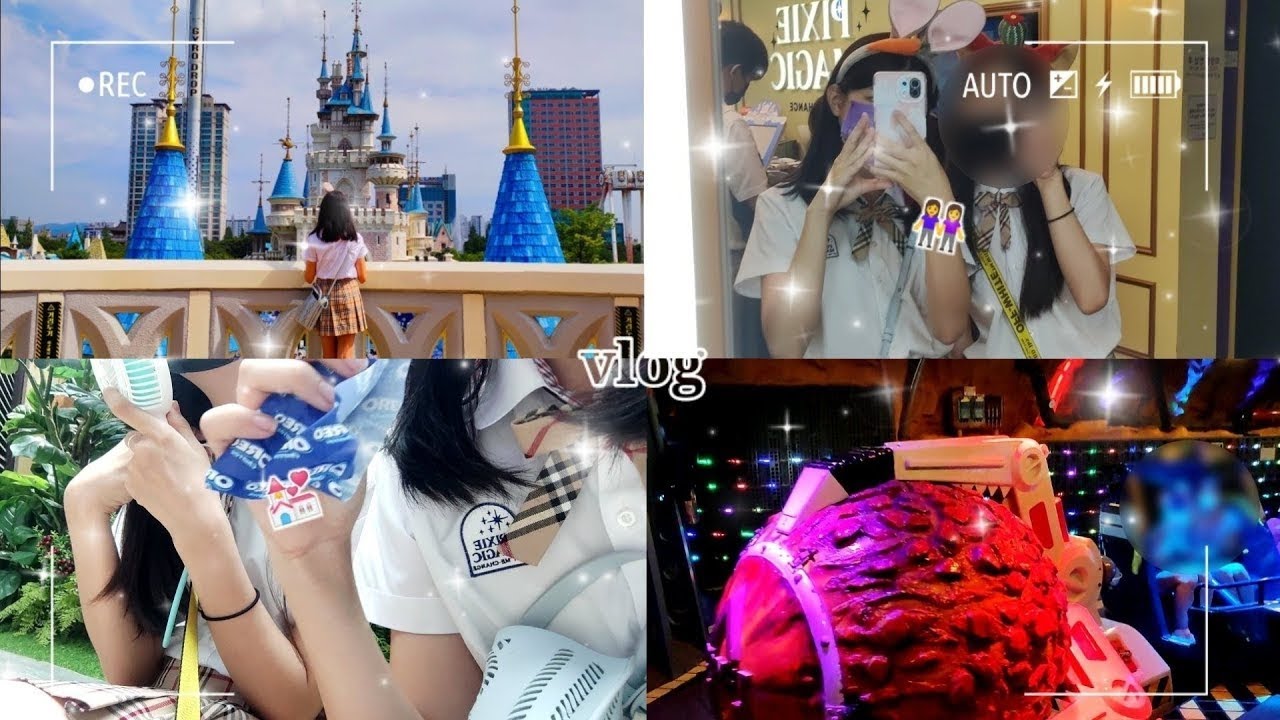 Vlog 인생 처음으로 교복입고 롯데월드 가는 브이로그 08년생 베프 방학 브이로그 학생 브이로그 Ryulog Youtube