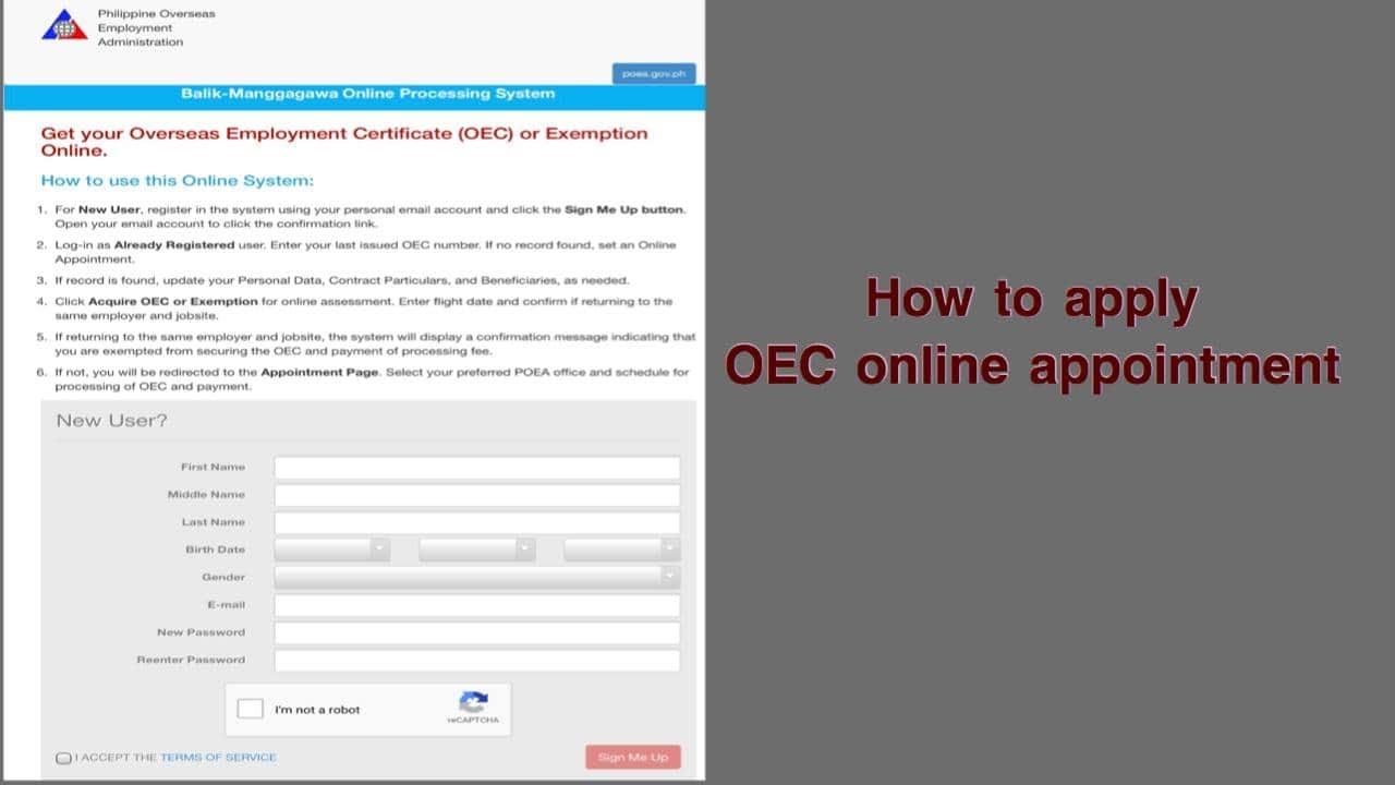 OEC ONLINE APPOINTMENT - YouTube