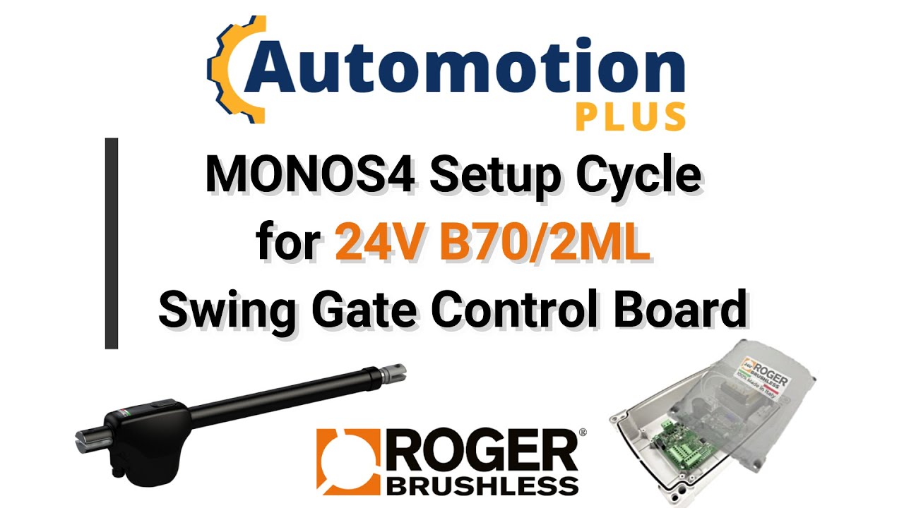 Roger Technology MONOS4 Setup Cycle for 24V B70/2ML Swing Gate Control Board - YouTube