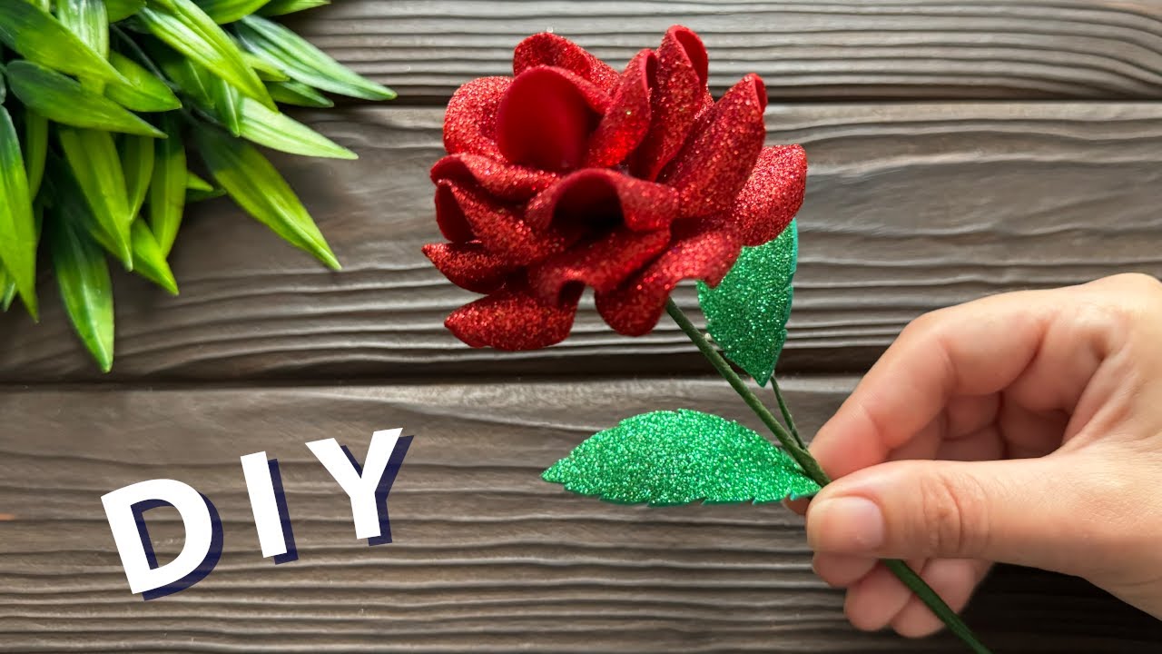 How to Make Glitter Rose Foam Sheet DIY Craft Ideas - YouTube