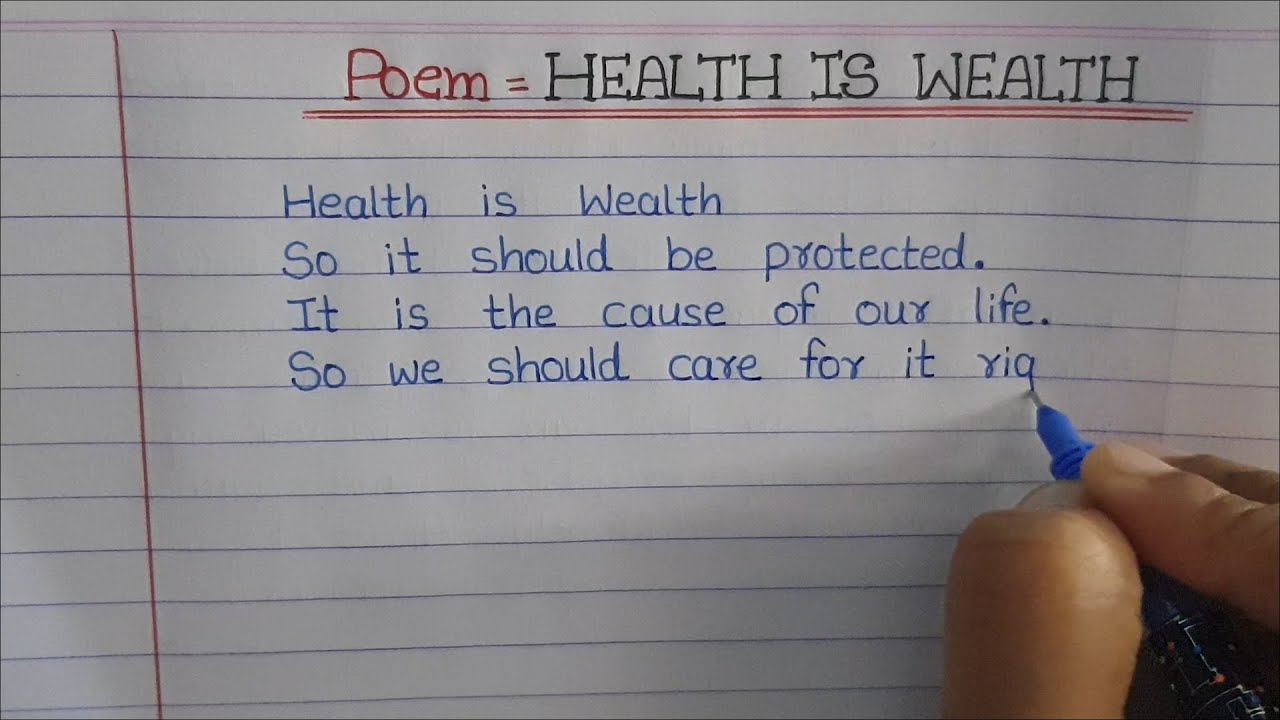 Poem On "Health Is Wealth" || PLS Education || Essay Writing | Letter ...