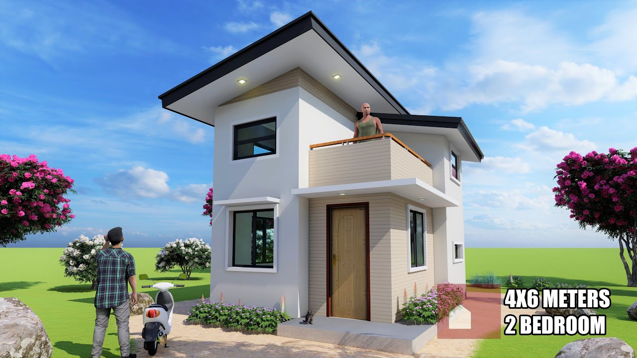 AMAZING HOUSE PLAN / TINY HOUSE DESIGN 4X6 METERS / 2 BEDROOM WITH ...