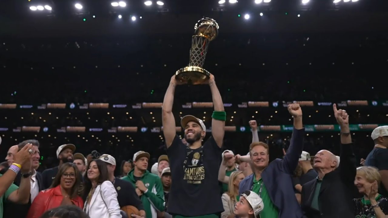 Celtics Nba Championship Trophy Golden State Beats Boston Celtics To