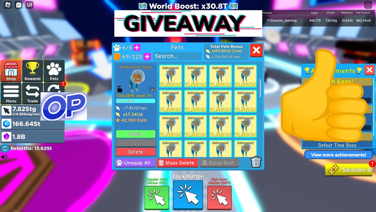 Clicker Simulator Giveaway! ROBLOX - YouTube