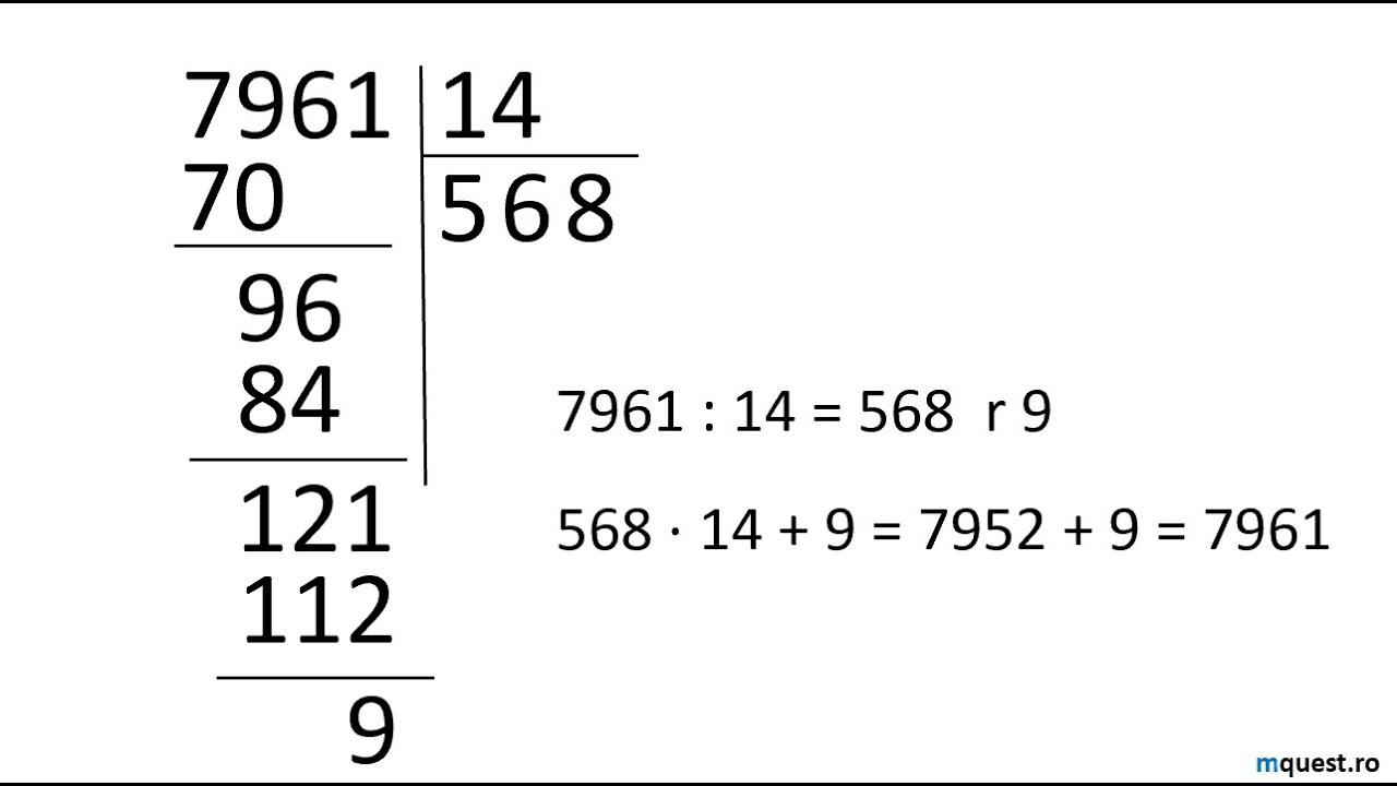 Impartirea la doua si trei cifre, matematica clasa a V-a - YouTube