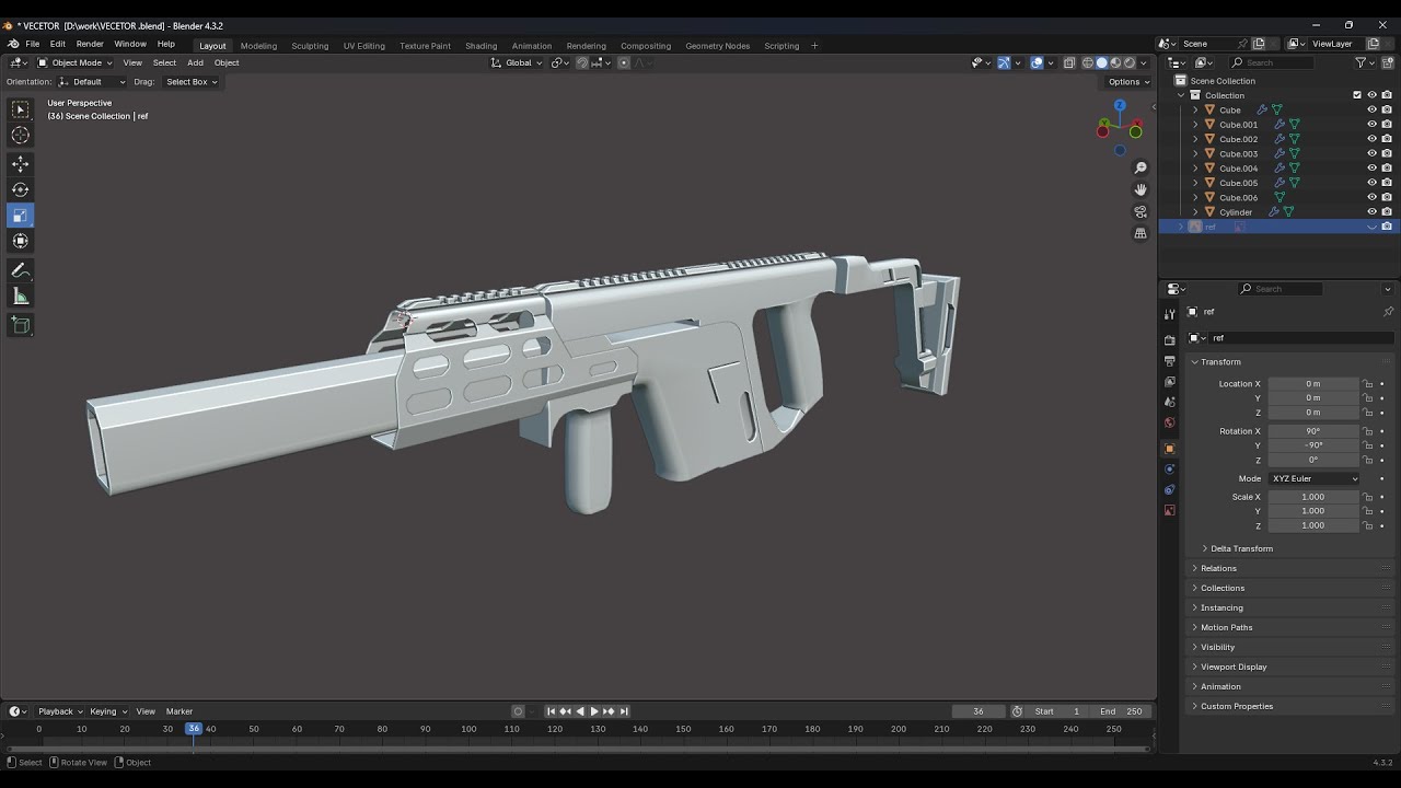 vector gun modeling block out basic detail walkthrough || episode 2 ...