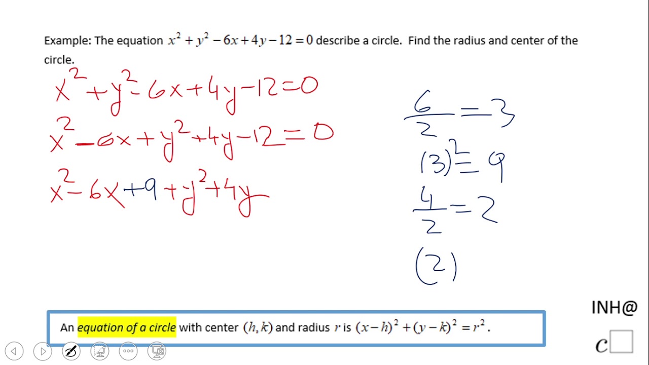 INH: Circle: Equation of a Circle #3 - YouTube