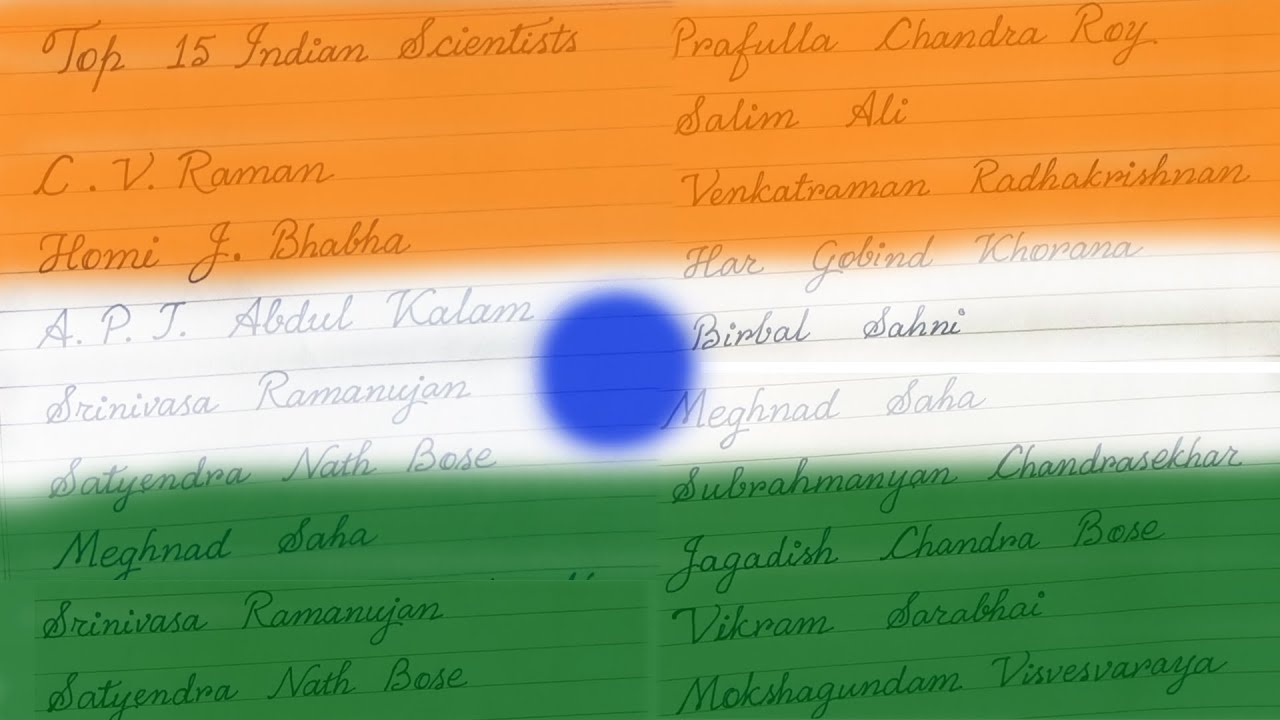 How to write cursive writing | Names of Top 15 Indian Scientists ...