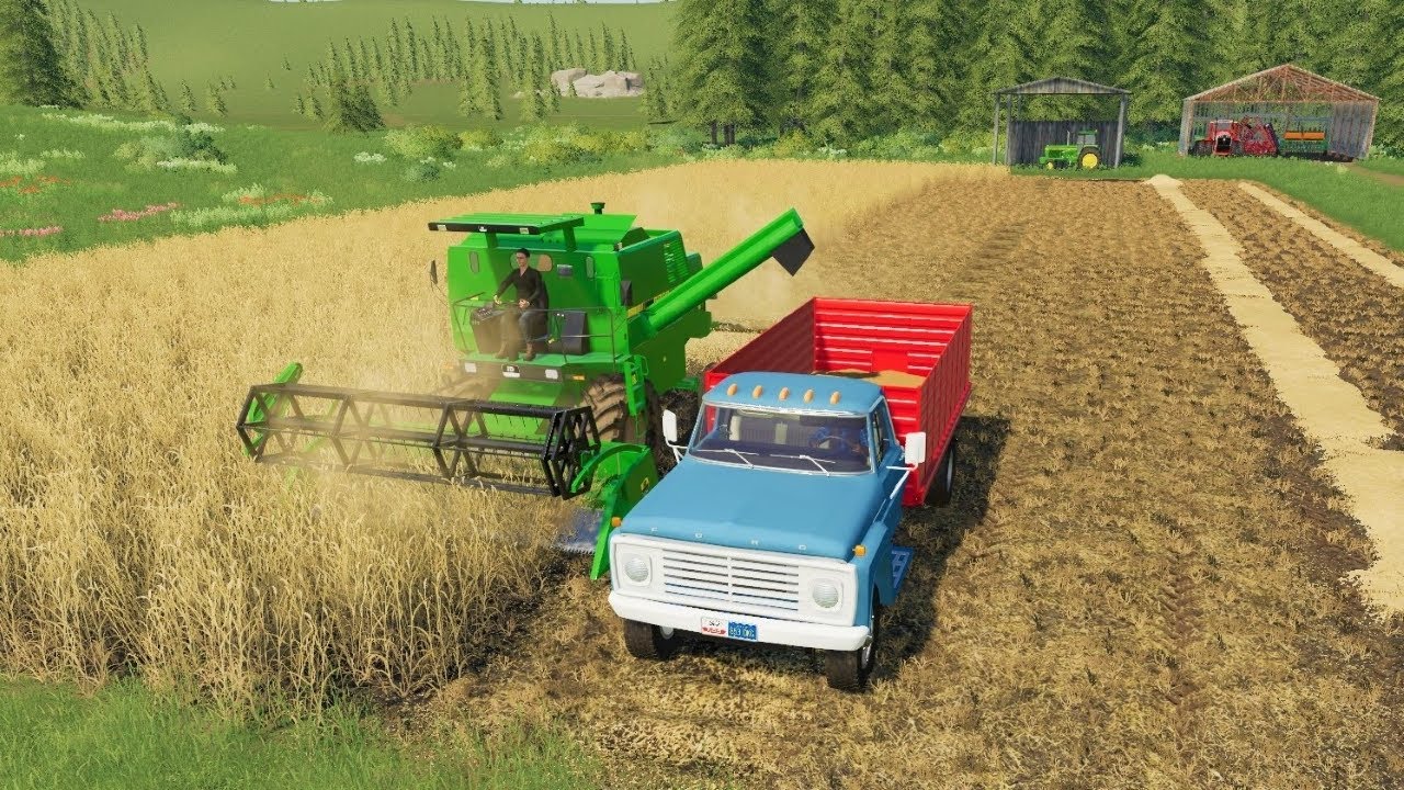 Harvesting wheat and cutting hay using old tractors | Farming simulator ...