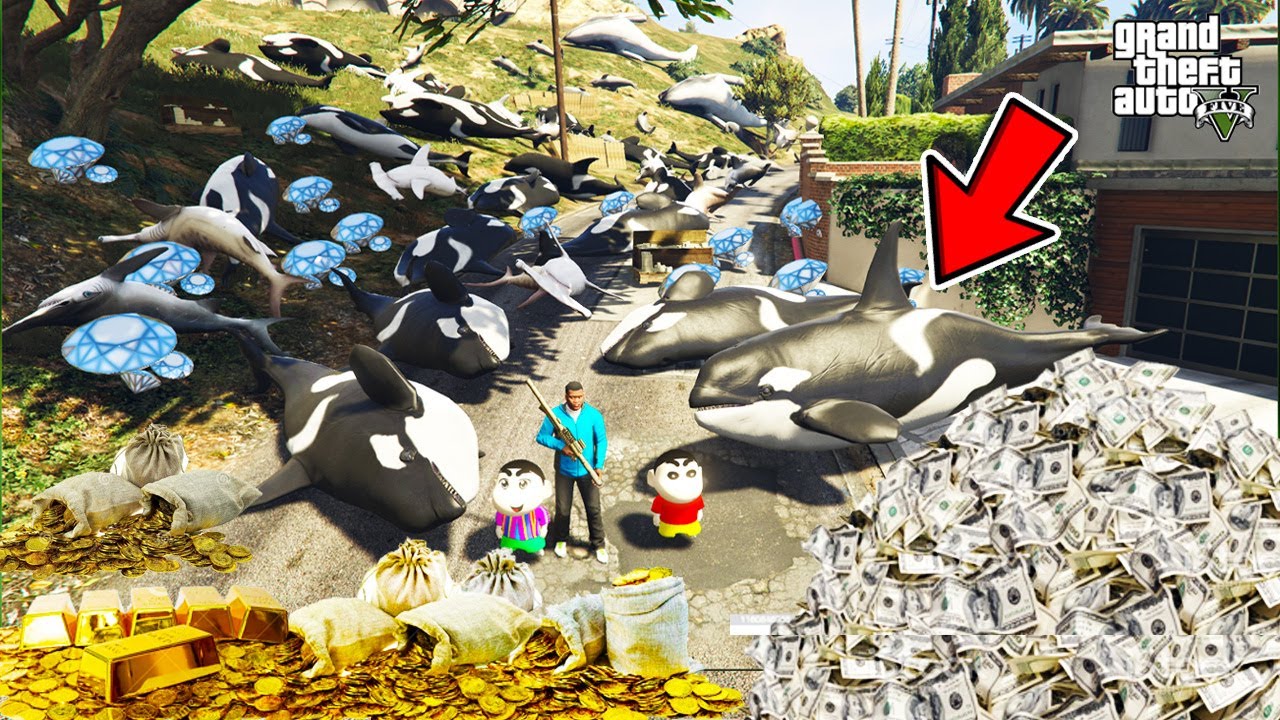 GTA 5 : Franklin And Shinchan Hunting Fish And change Poor Life to Rich ...