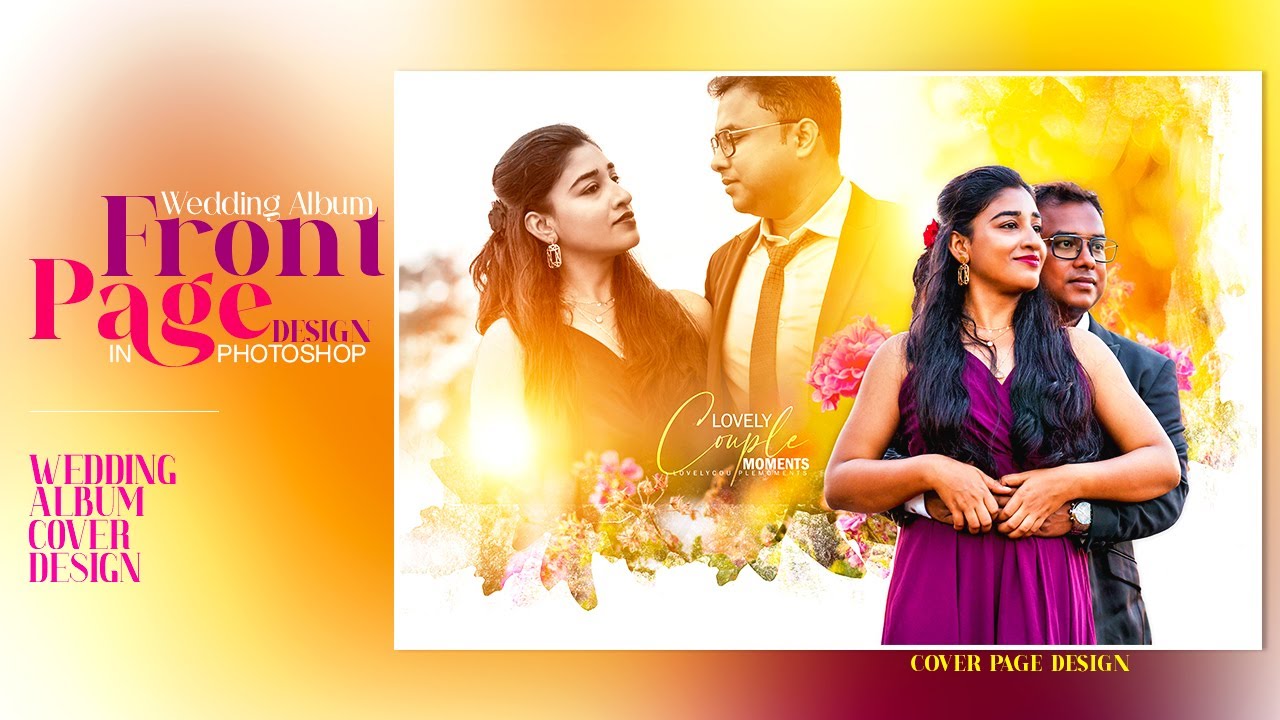 Wedding album front page design in photoshop | Cover page design. - YouTube