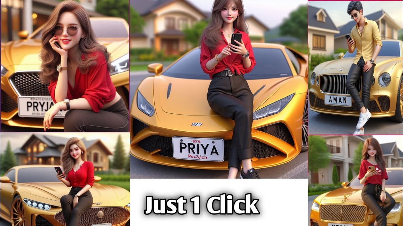 car AI photo editing girl with car AI photo generator bing image ...