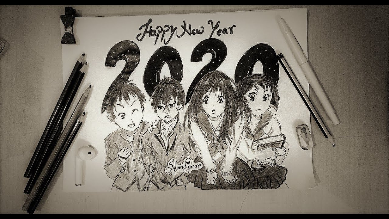 Happy New Year 2020 || Sketch 174 || Speed Drawing || Numra's Sketch ...