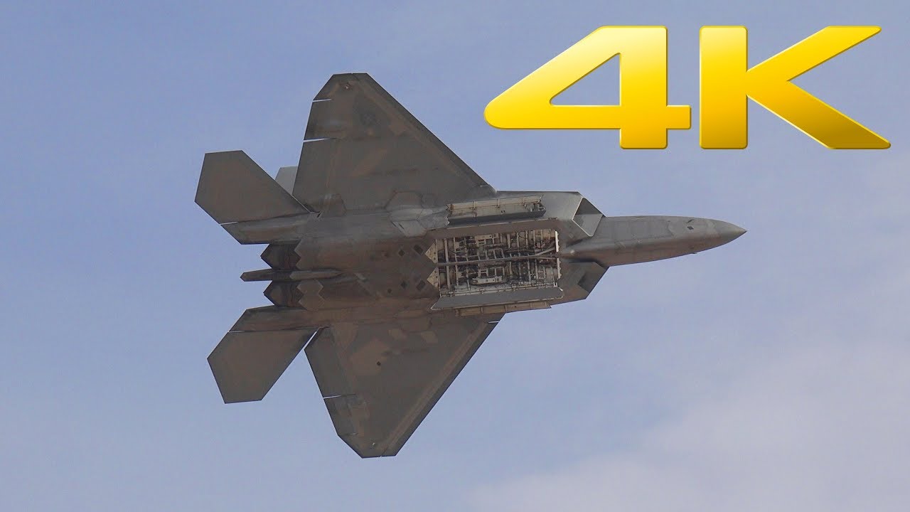 4K | US Air Force F-22 Raptor Air Display at Nellis AFB Las Vegas - YouTube