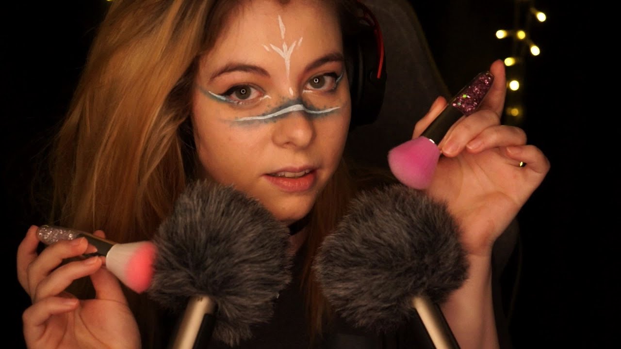 ASMR brushing, breathing, ear blowing, "relax", "sleepy" - new fluffy ...