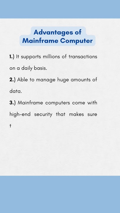 Advantages of Mainframe computers | Computer Fundamentals | - YouTube