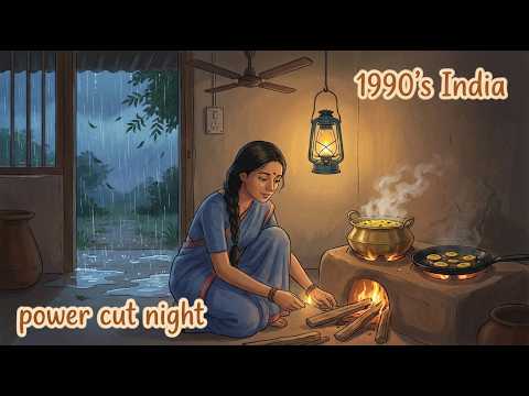 Cozy Monsoon Power Cut Dinner 🕯️ 1990s Indian Village Life | Ghibli Style ASMR