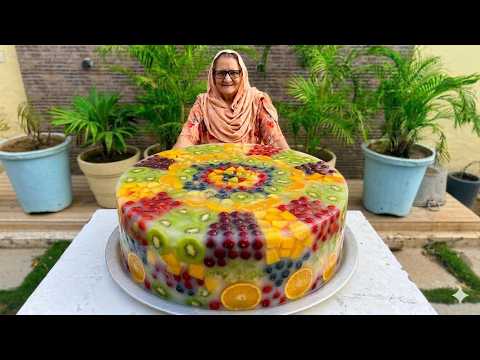 FRUIT JELLY CAKE By GRANNY | Colorful Healthy Fruit Jelly Cake Recipe Making | Agar Agar Jelly
