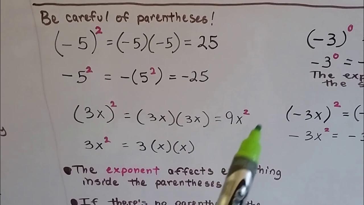 Algebra II 1.7, Exponential Notation and Integers as exponents - YouTube