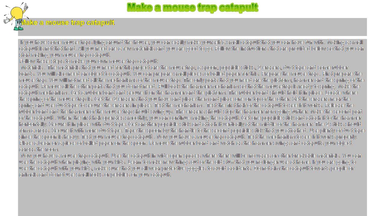 How to : Make a mouse trap catapult - YouTube