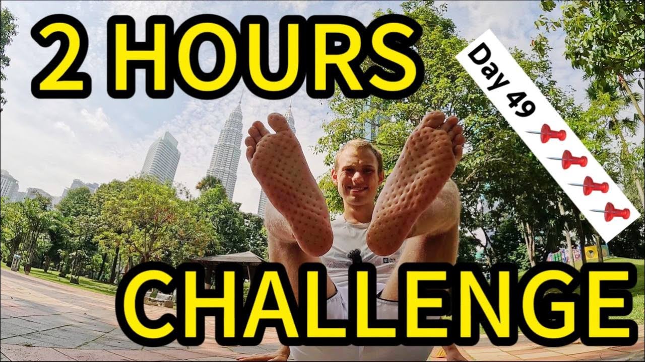 I stand on nails for 2 HOUR, CHALLENGE. Extremely Hard in the heat ...