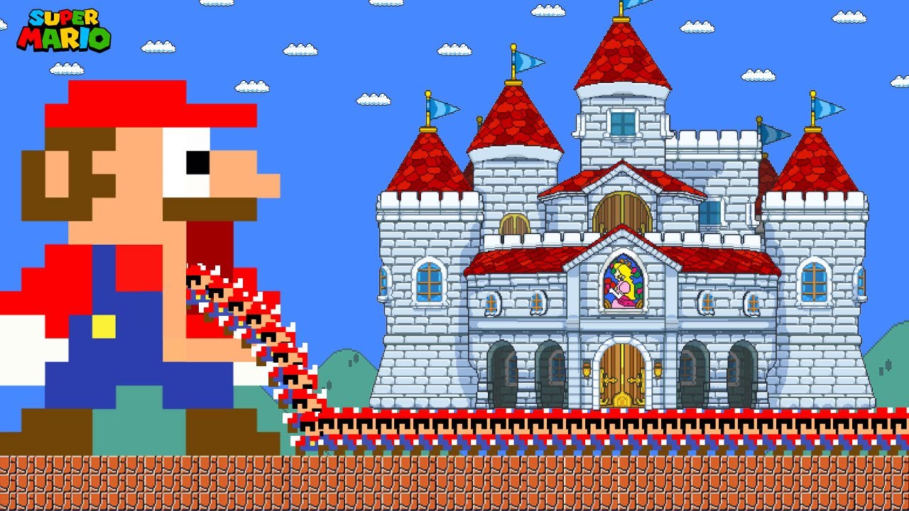 Mario Big Mouth and 9999 tiny Mario Break Castle Peach Calamity | Mario ...