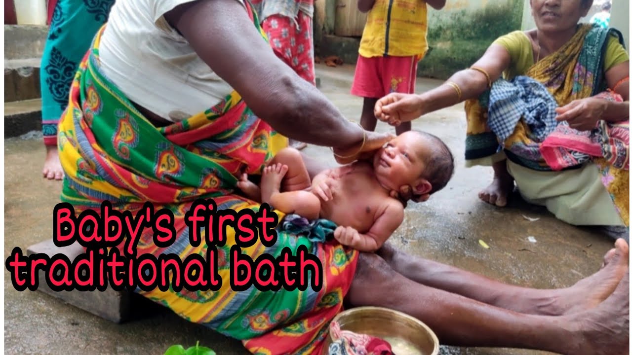 Baby's first traditional bath // Baby's first bath // village beauty ...
