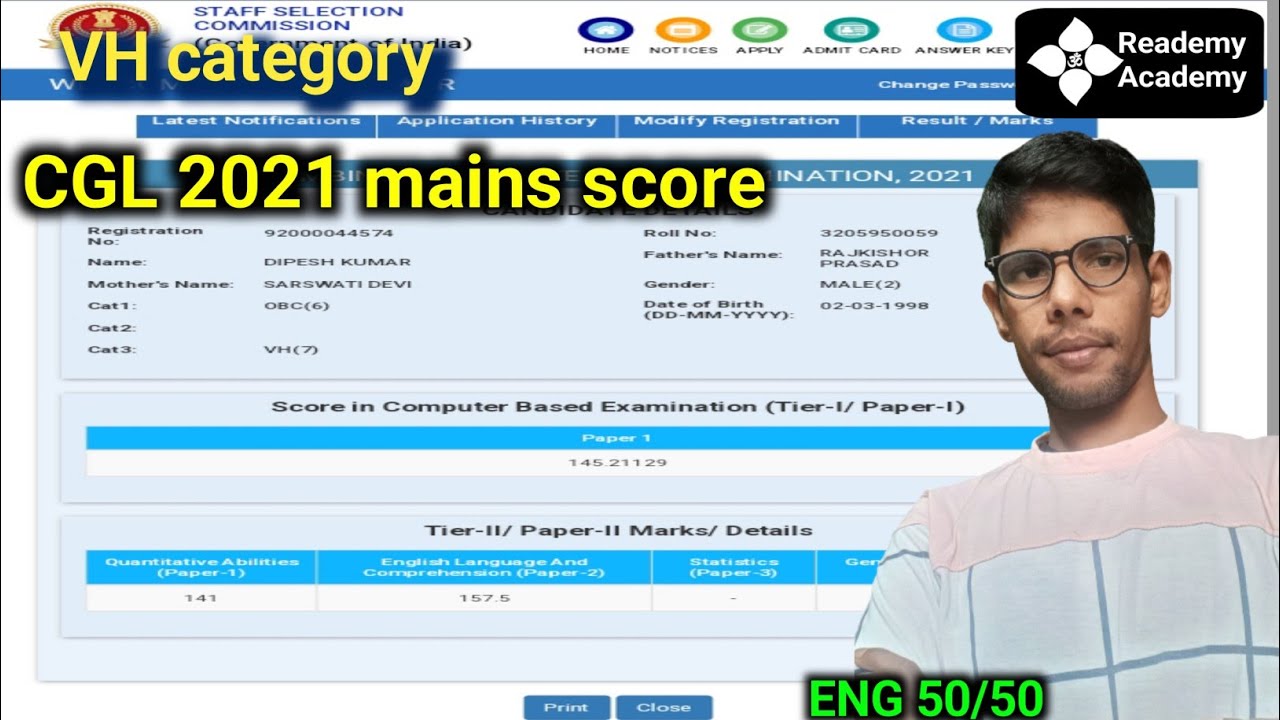 CGL Mains marks out. My CGL Mains score out of 600. @ReademyAcademy ...