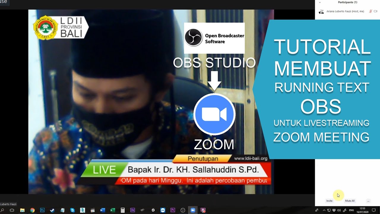 Tutorial Running Text OBS Studio ke Zoom Meeting - YouTube