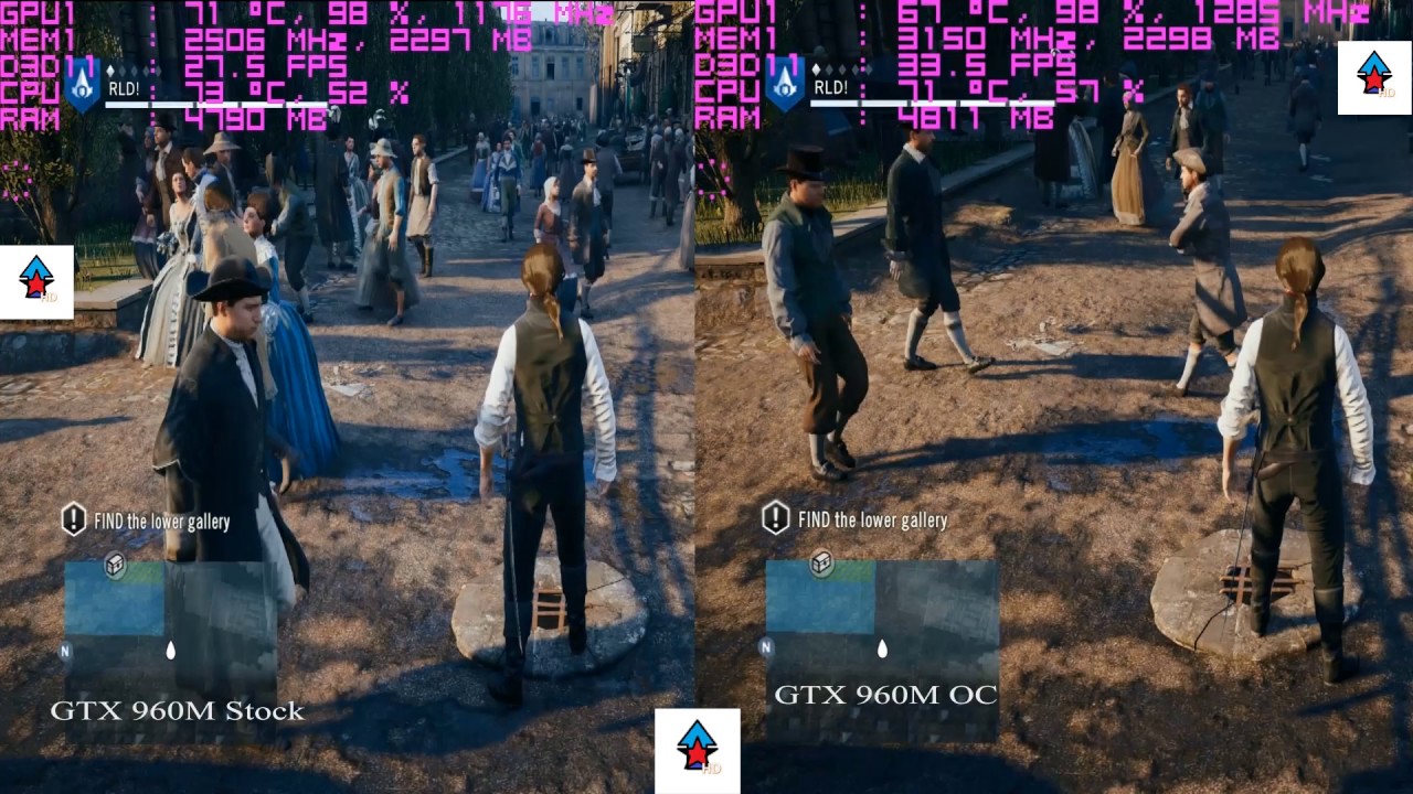 Assassins Creed Unity | GTX 960M vs GTX 960M OC | Framerate Test - YouTube