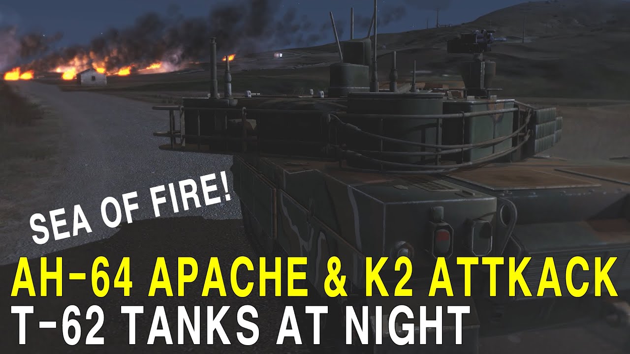 AH-64 Apache and K2 tanks attack T-62 tanks at night (World War 24 ...