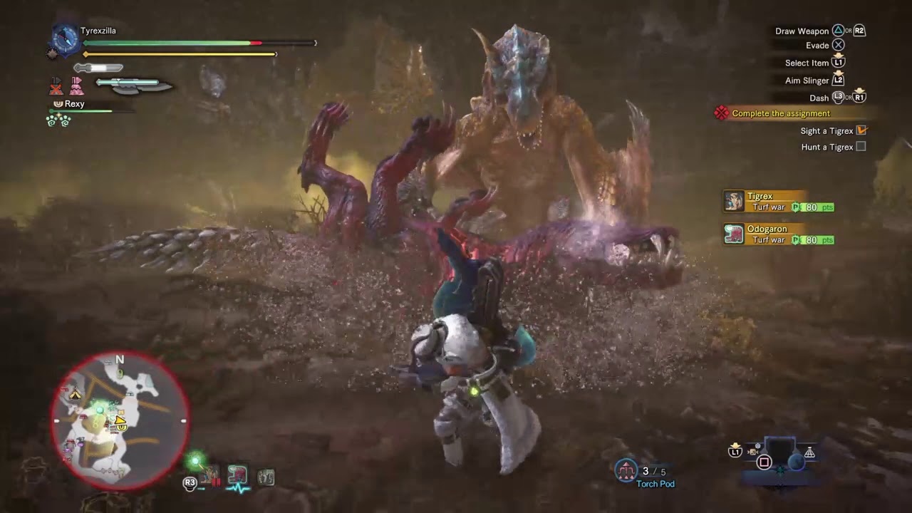 Monster Hunter World: Iceborne tigrex vs Odogaron turf war - YouTube