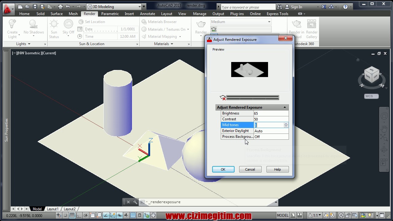 AutoCAD Render Menüleri ve Komutları - YouTube