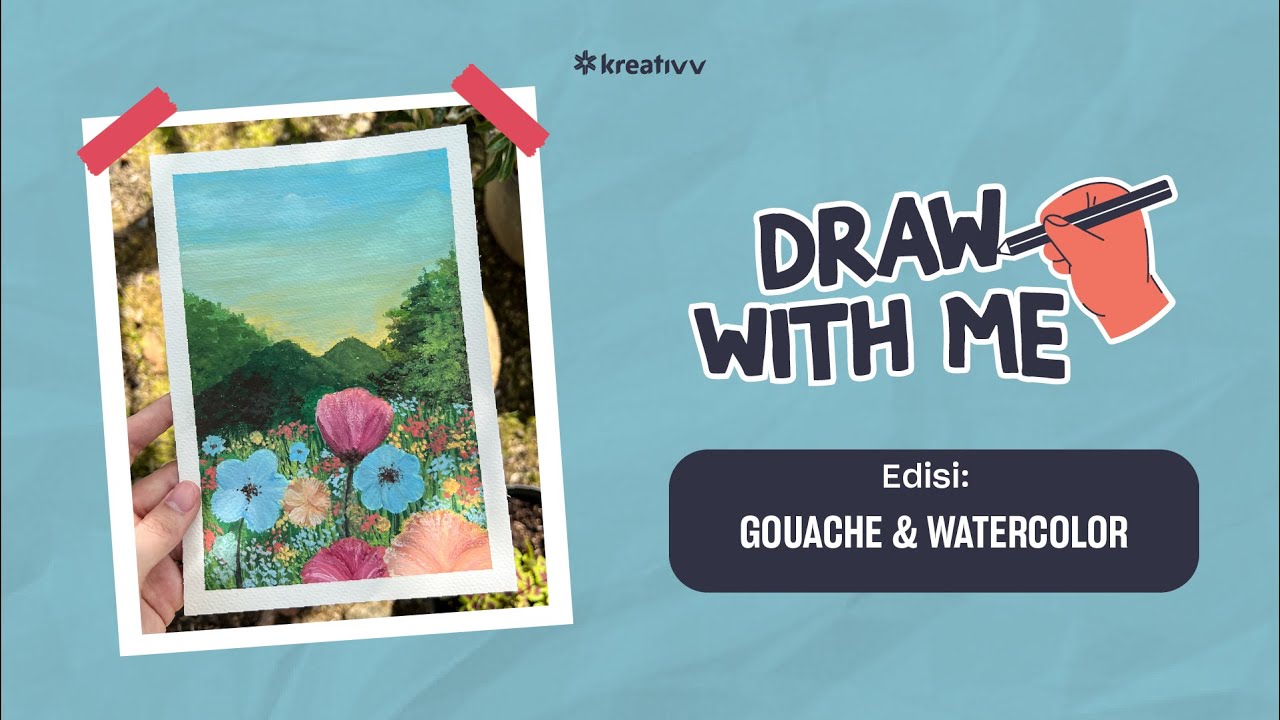 Tutorial Gouache & Watercolor (Mix media) - Draw With Me Eps.8 - YouTube