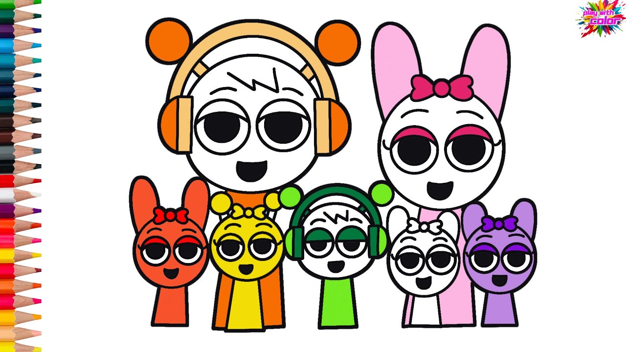 How to Draw cute fun Pinki Oren with family from Sprunki | Easy ...