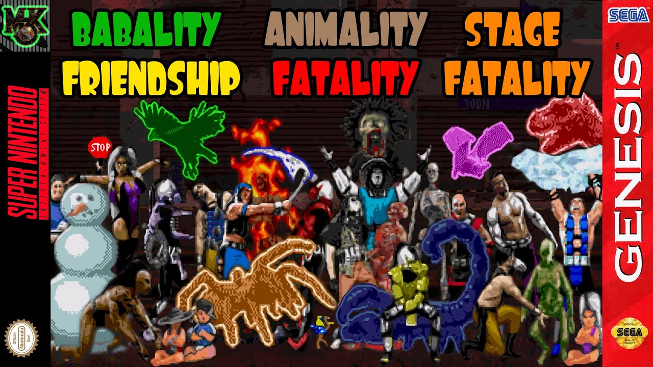 Mortal Kombat 3 SNES/SEGA Genesis ALL Babality, Animality, Friendship ...