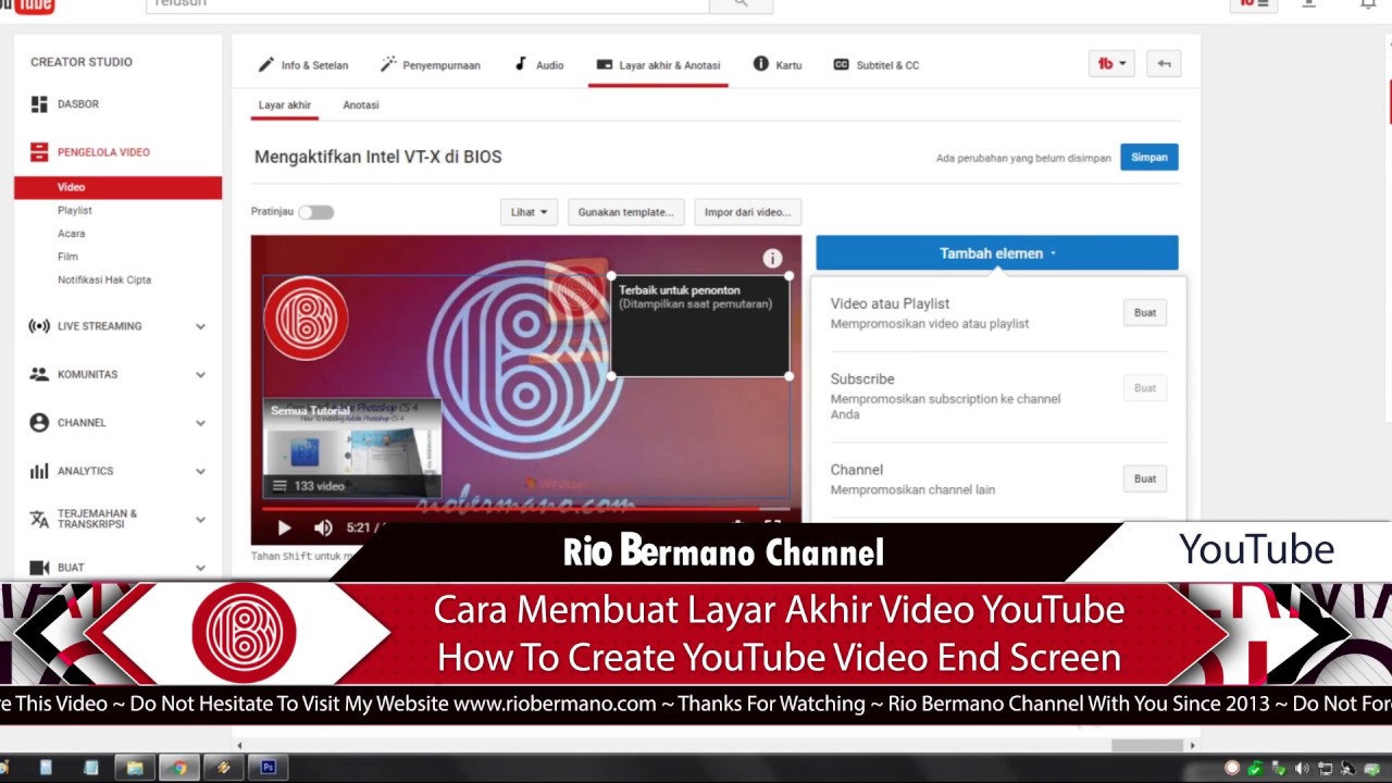 Membuat Layar Akhir Video YouTube - YouTube