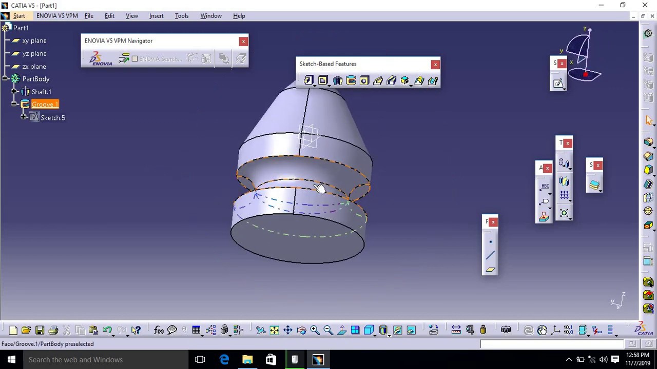Groove Command in Catia #msme #ppdc #cad #meerut #saini #AutoCAD - YouTube