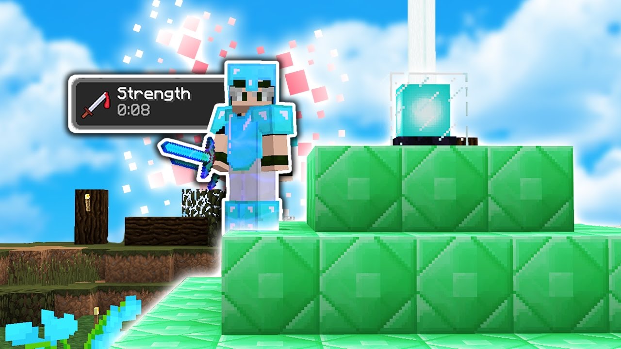 UNLIMITED STRENGTH with a BEACON! | Minecraft SKYWARS (2-HIT KILLS ...