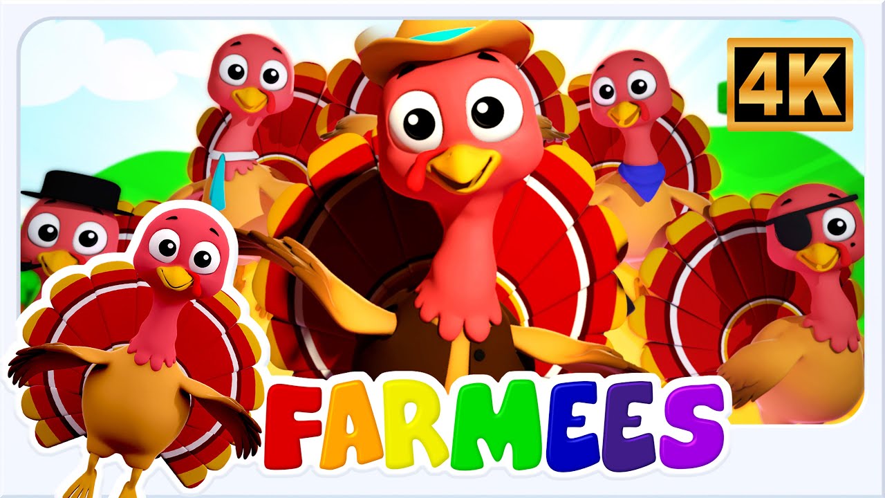 Five Little Turkeys | Thanksgiving Counting Song and Nursery Rhyme for ...