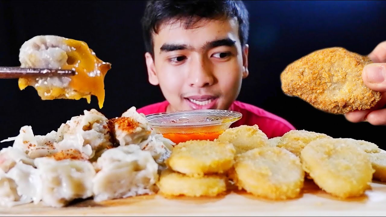 (ENG SUB) ASMR CHICKEN NUGGET MUKBANG + DIMSUM WITH BON CABE 🌶 | EATING ...