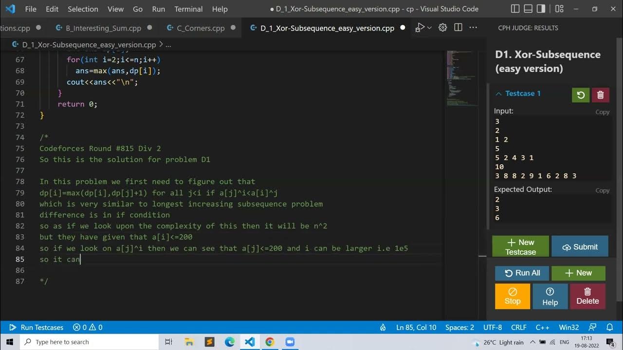 Codeforces Round 815 Div 2 Problem D1 Xor Subsequence Easy Version Youtube