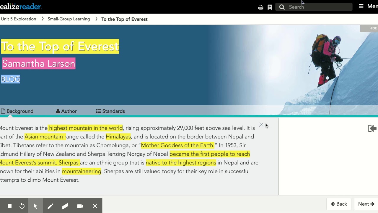 Grade 6 Pearson Text: To the Top of Everest - YouTube