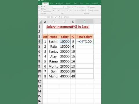 Excel Salary increment in Excel #excel #exceltips #shorts #msexcel #exceltutorial - YouTube