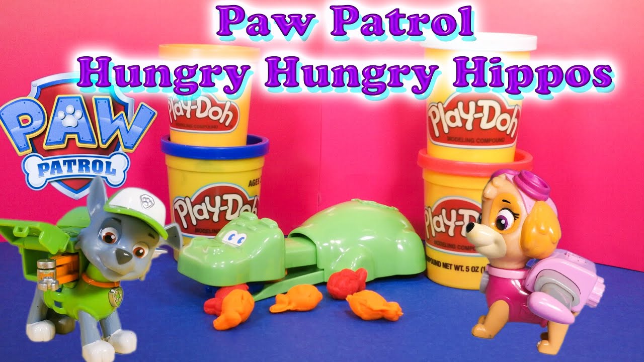 Paw Patrol Plays the Play Doh Hungry Hungry Hippos Game - YouTube