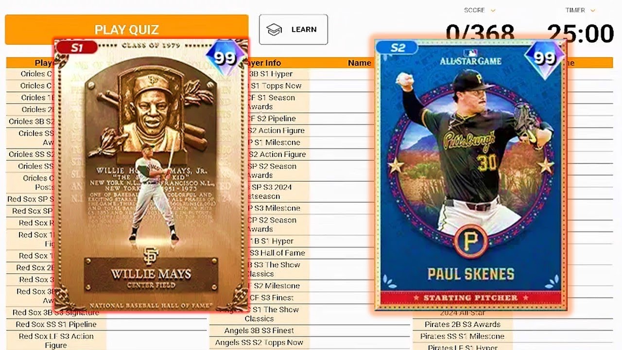 Can I Name Every 99 OVR Card in MLB The Show 24? (MLB The Show Sporcle ...