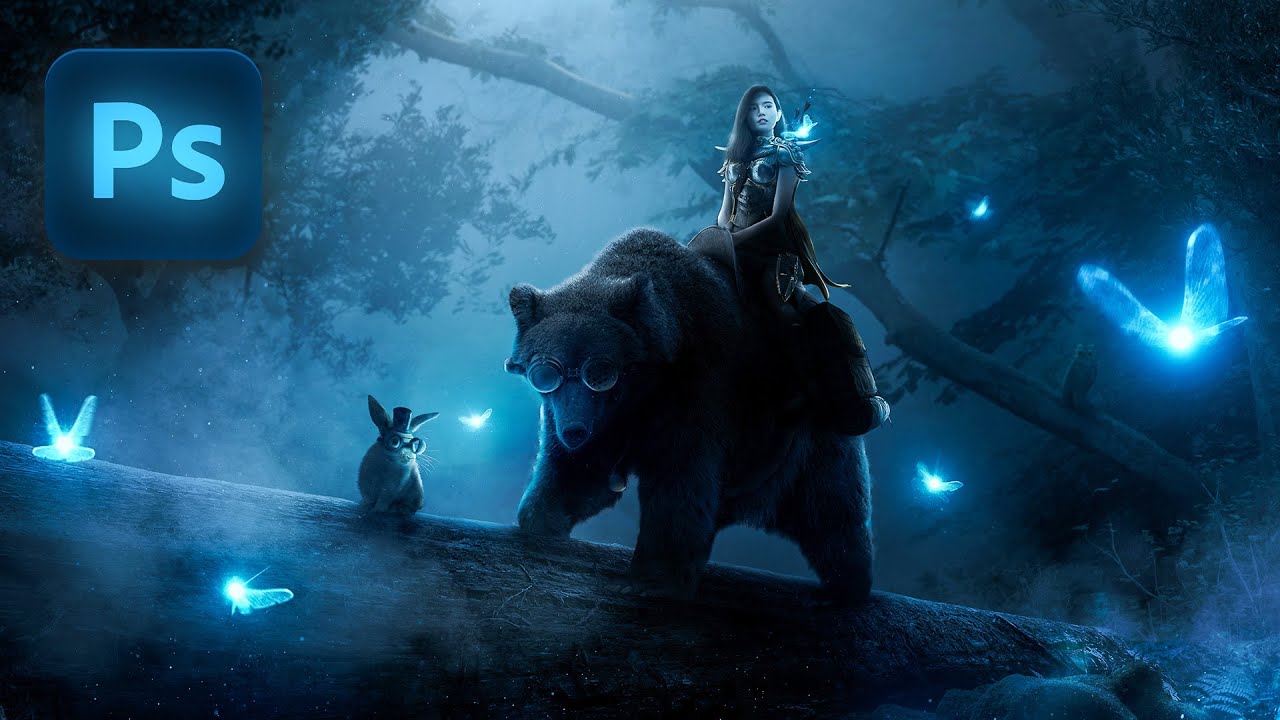 I made a FANTASY SCENE in Photoshop... | Speed Art - YouTube